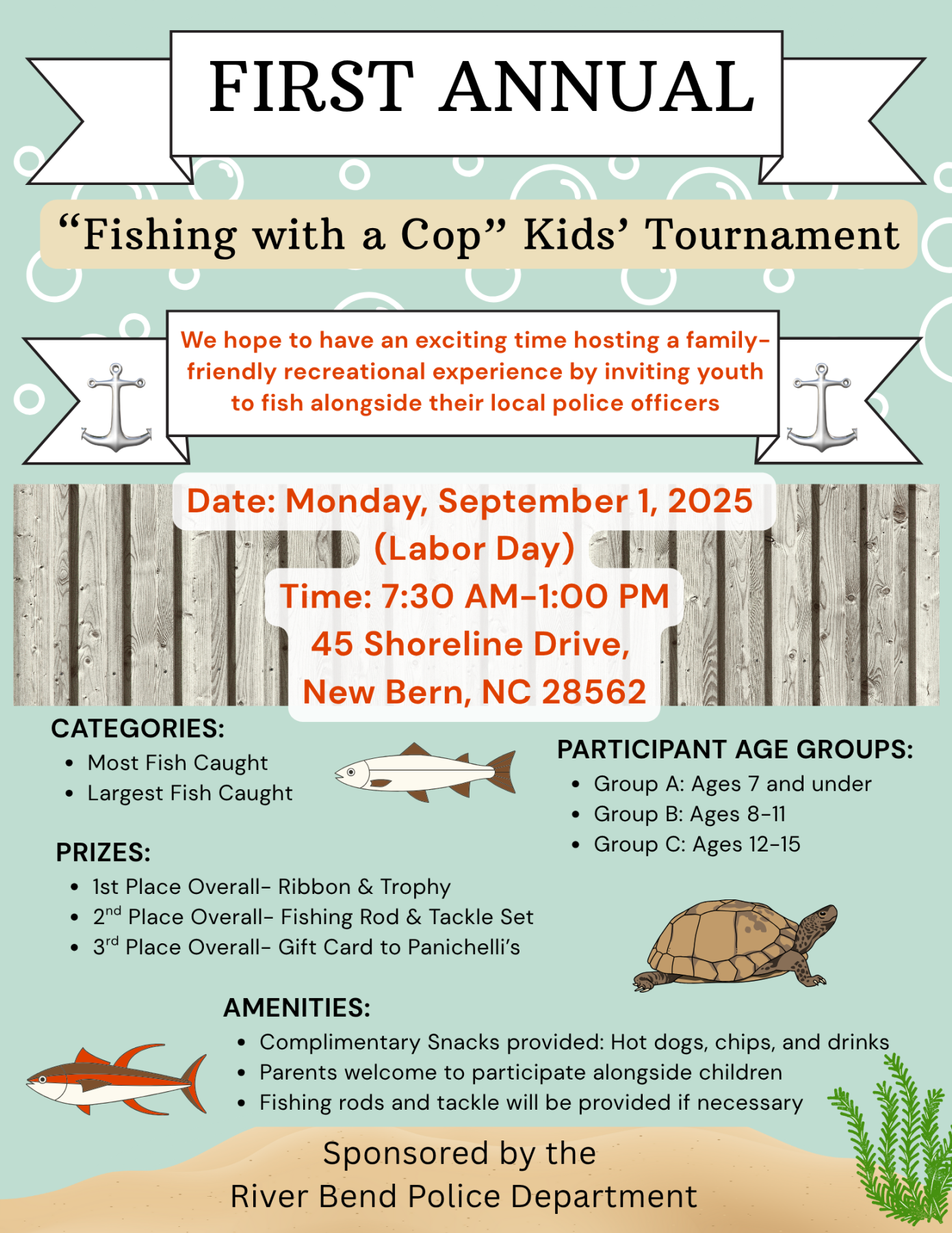 Fishing With A Cop Kids' Tournament | Town of River Bend, NC